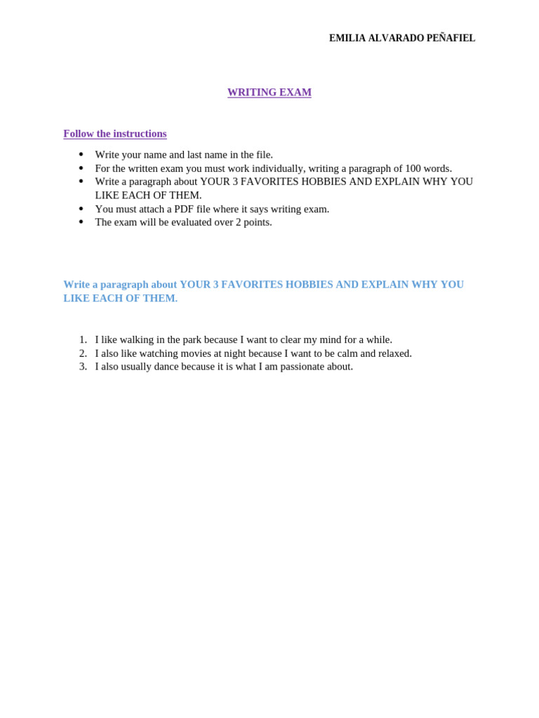 Writing Exam 2nd Partial | PDF