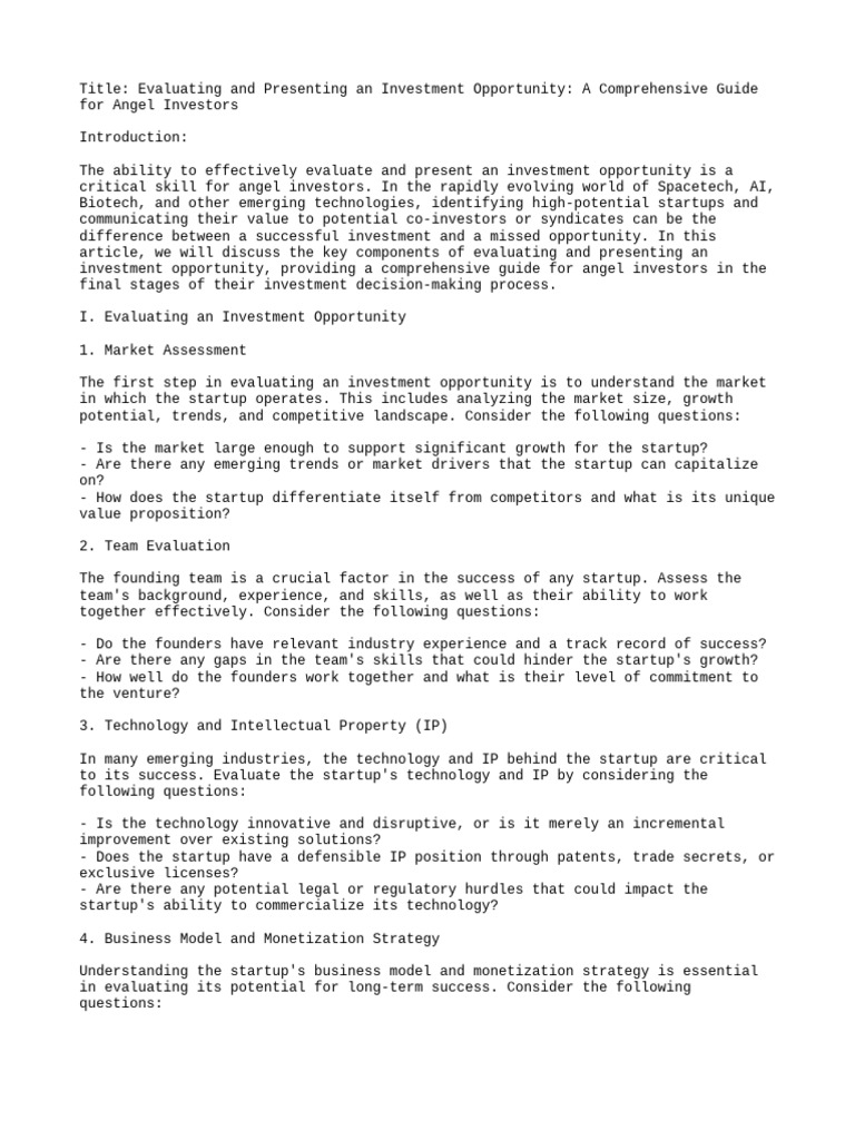 10.2 Evaluating and Presenting An Investment Opportunity | PDF ...