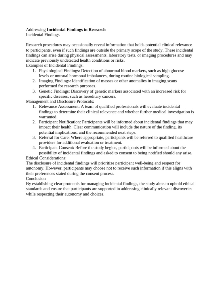 Managing Incidental Findings in Research | PDF
