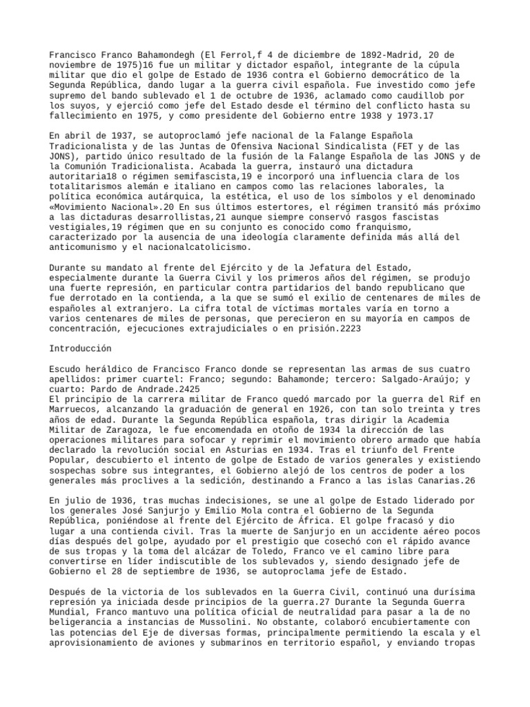 Franco | PDF | Francisco franco | guerra civil Española