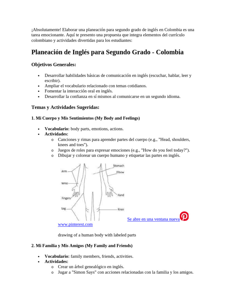 PLANEACION DE INGLES SEGUNDO GRADO CREDA POR GEMINI | PDF