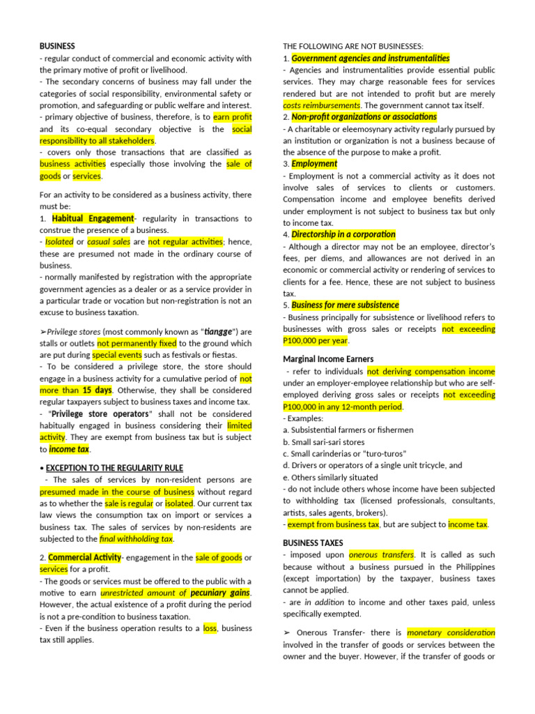 bus tax notes | PDF | Value Added Tax | Taxes