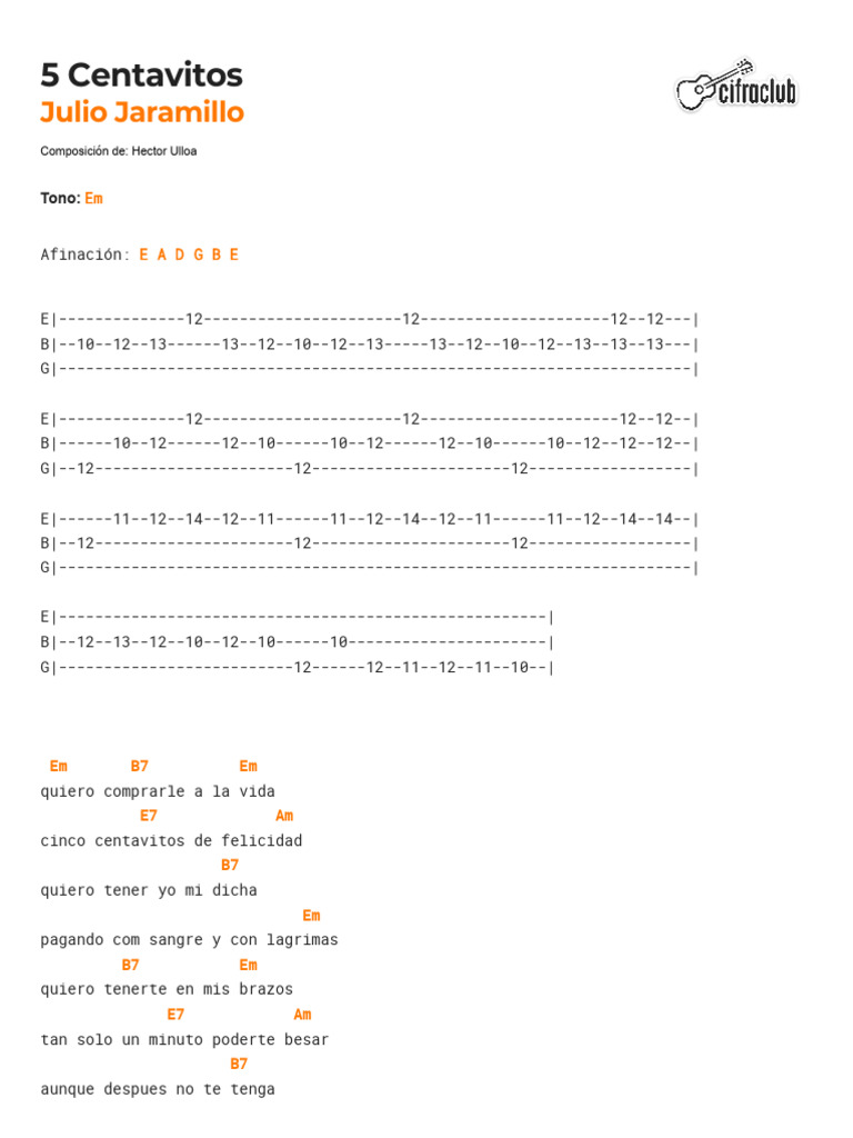 Julio Jaramillo - 5 Centavitos | PDF