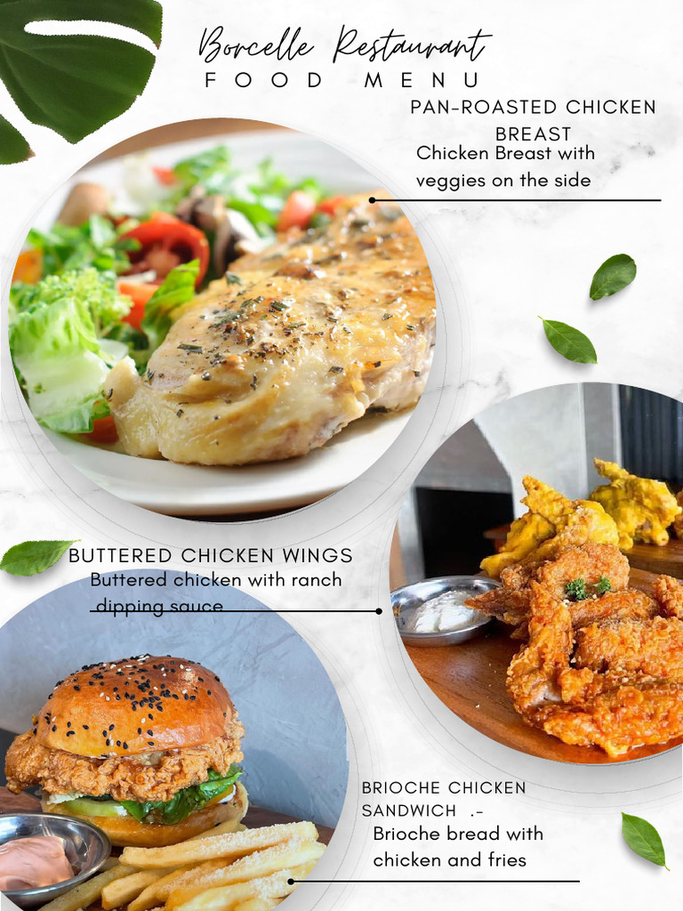 Borcelle Restaurant Chicken Dishes Menu | PDF