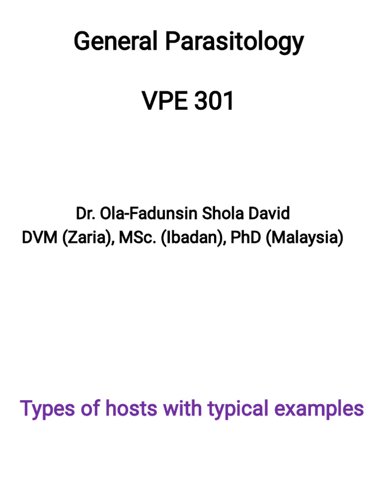 General Parasitology DR Ola-Fadunsin | PDF | Parasitism | Genus