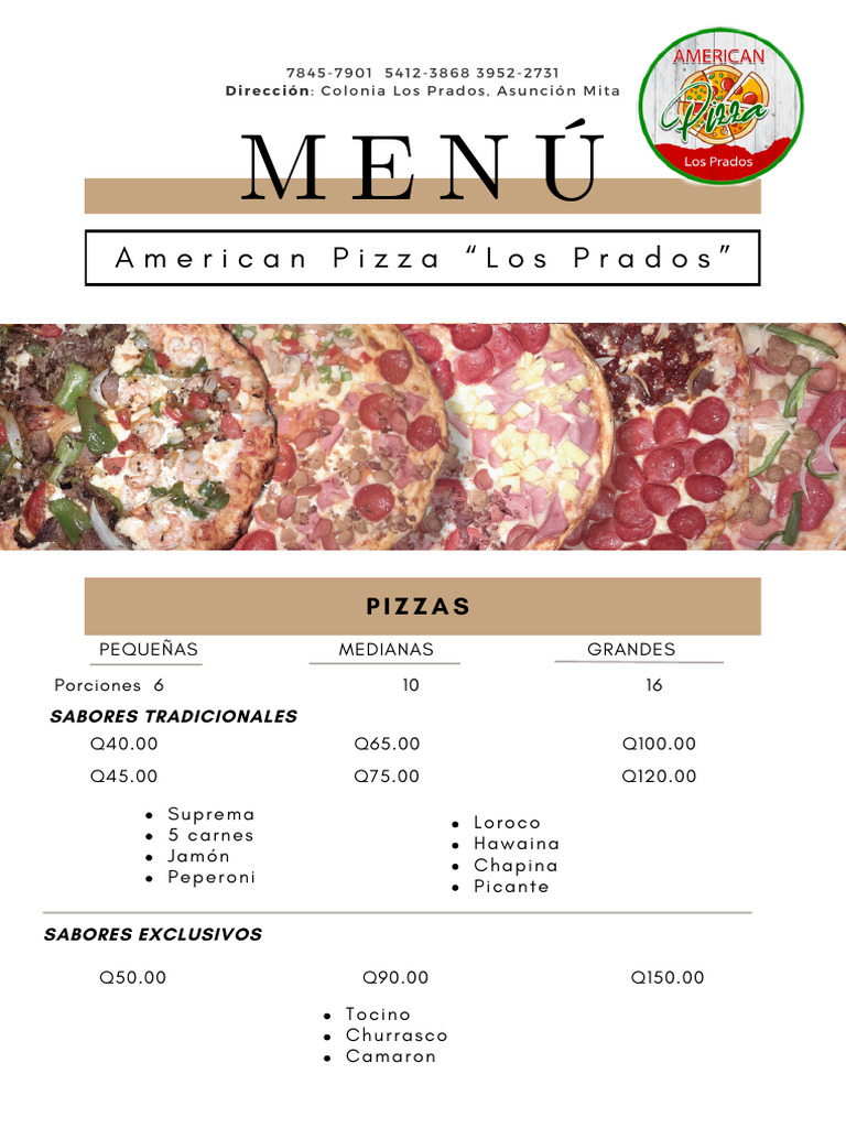 Menú de American Pizza Los Prados | PDF