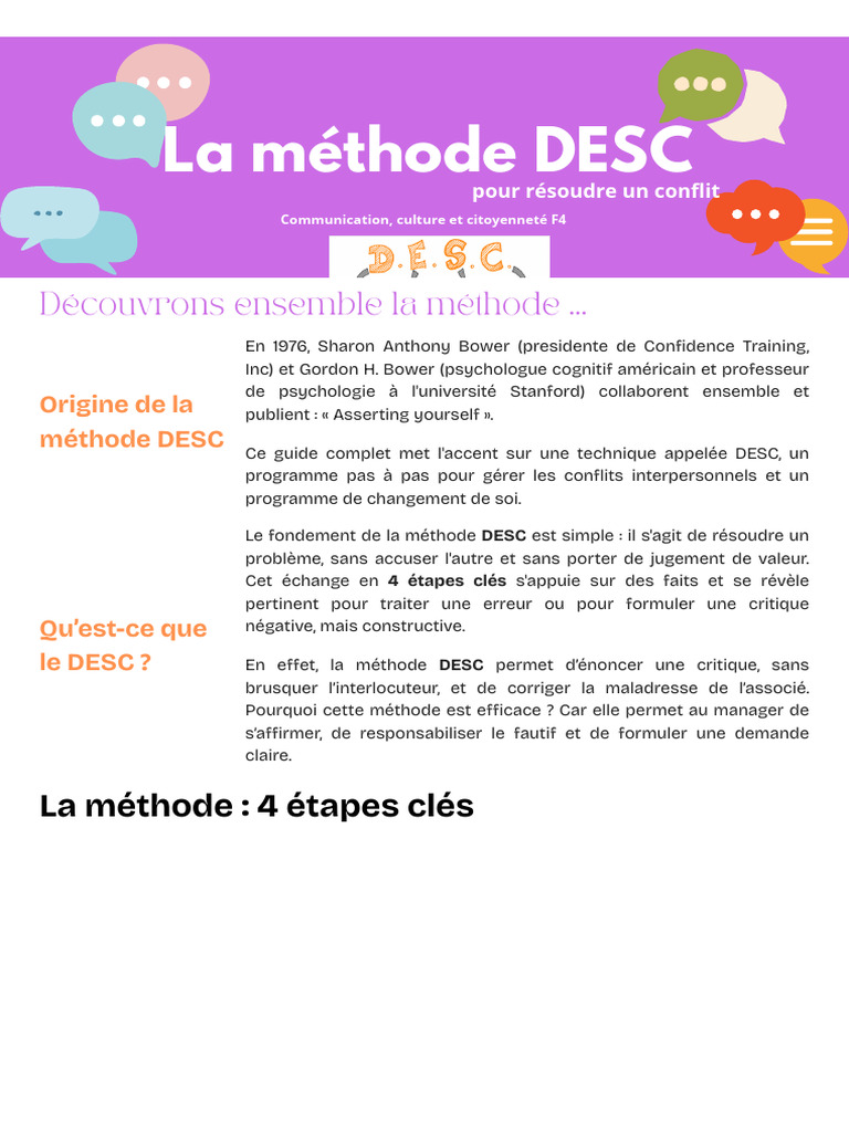Méthode DESC : Gérer les Conflits Efficacement | PDF | Psychologie ...