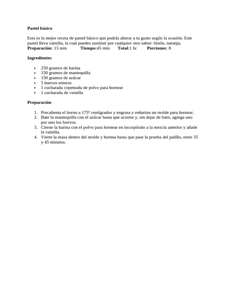 Pastel Básico | PDF