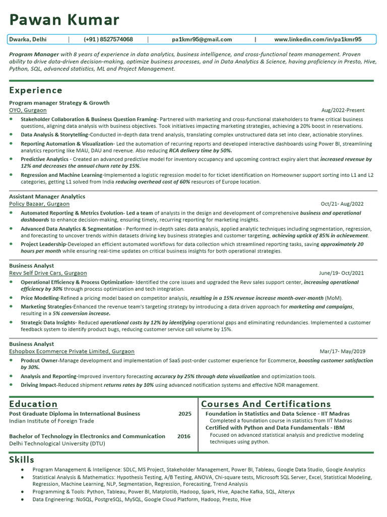 Pawan_CV_AM (1) | PDF | Analytics | Data Analysis