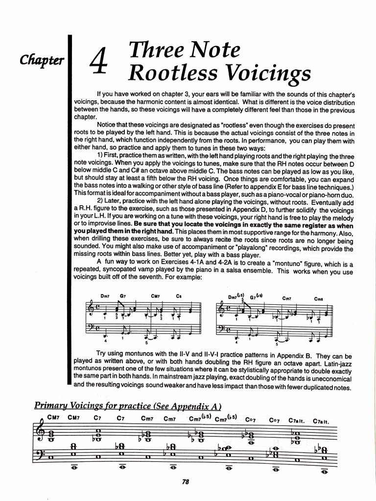 Jazz Keyboard Harmony Chapter 4 - Three Note Rootless Voicings | PDF