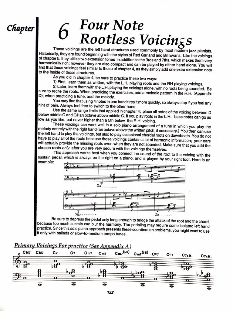 Jazz Keyboard Harmony Chapter 6 - Four Note Rootless Voicings | PDF