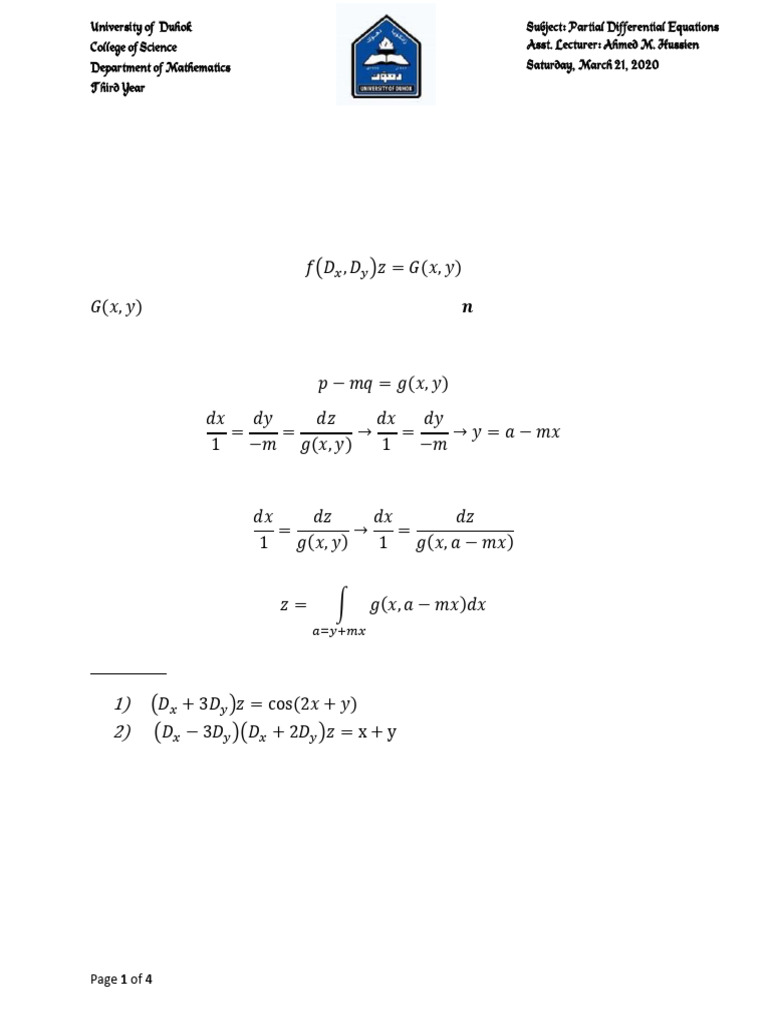 Partial Differential Equations | PDF | Equations | Partial Differential Equation