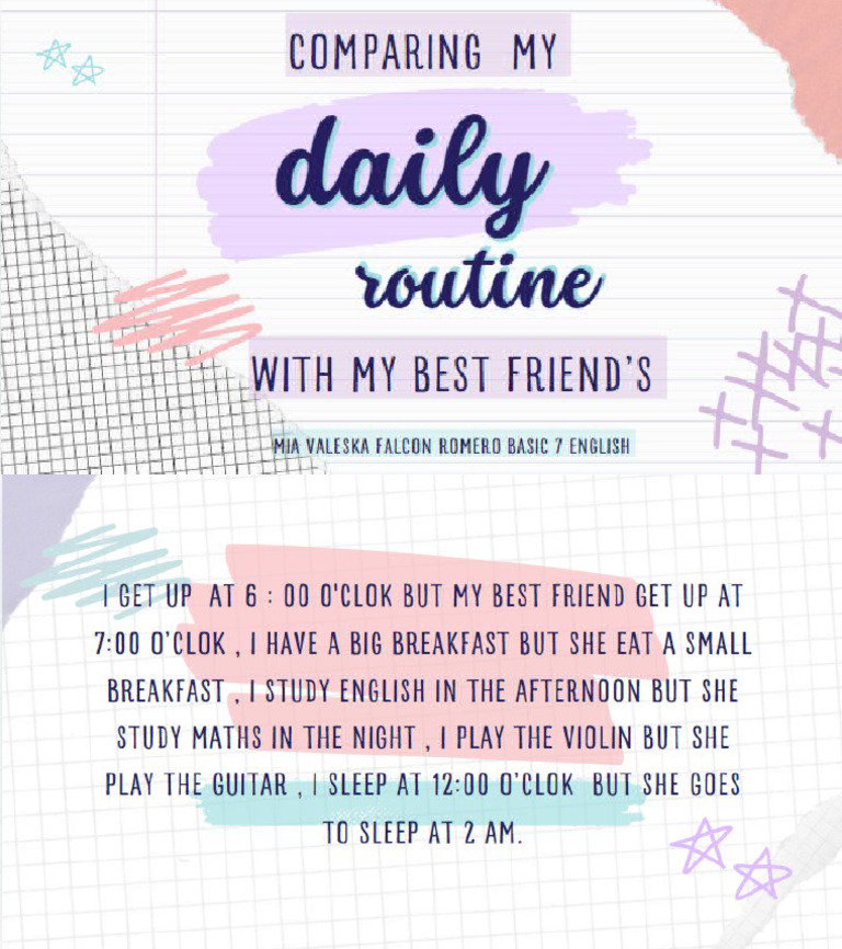 My Daily Routine Vs My Best Friend | PDF
