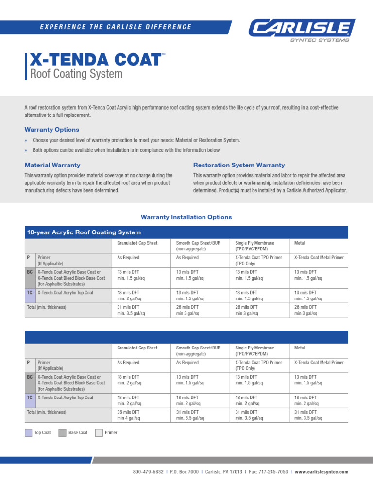 CST-17359 - X-Tenda Coat Acrylic Roof Coating System Warranty - 03-12 ...