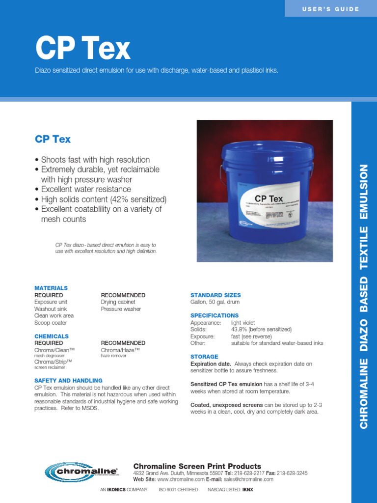 Chromaline CP-TEX Users Guide | PDF | Exposure (Photography) | Materials