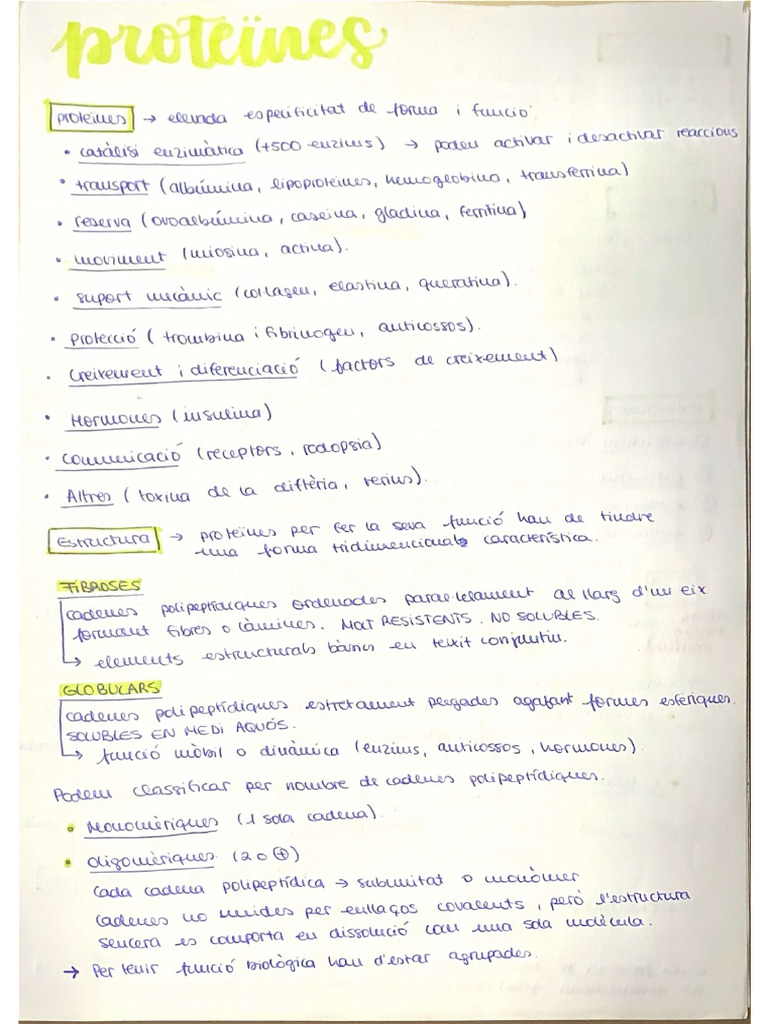 Proteïnes Bio Part 1 | PDF