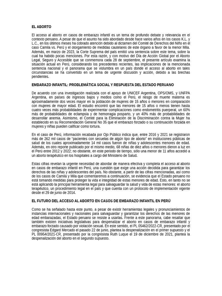 Aborto Infantil en Perú: Situación Actual | PDF | Aborto | Perú