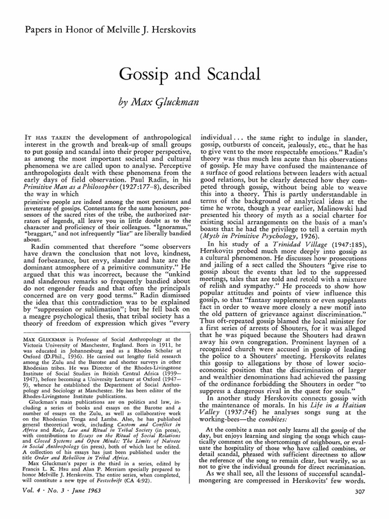 Gossip's Role in Social Dynamics | PDF