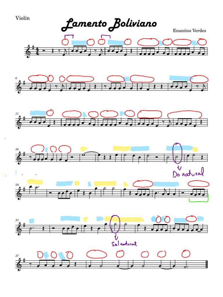 Lamento Boliviano-Violín | PDF | Composiciones | Composiciones Musicales