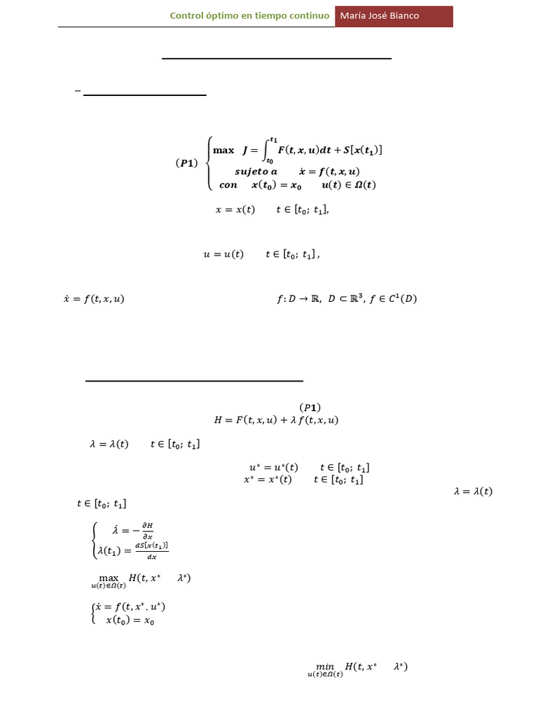 Control Óptimo en Tiempo Continuo | PDF | Función (Matemáticas) | Matemáticas Aplicadas