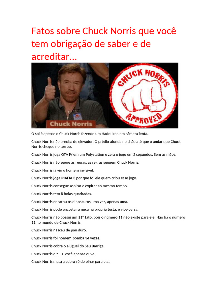 Fatos Incríveis sobre Chuck Norris | PDF | Morte | Amor