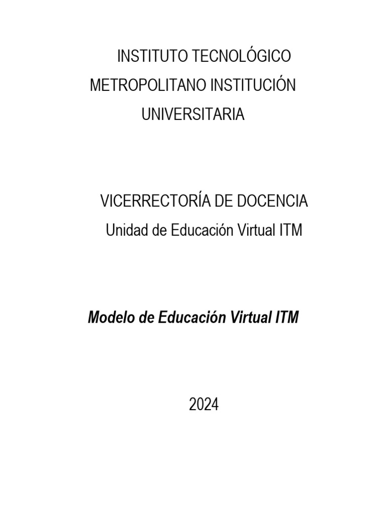 Modelo de Educación Virtual Itm | PDF | Enseñando | Plan de estudios