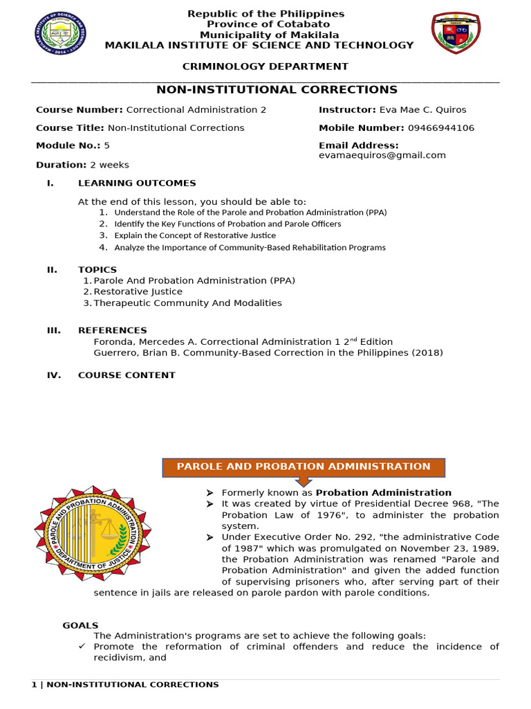 CA 2 Module 5 Students | PDF | Probation | Rehabilitation (Penology)