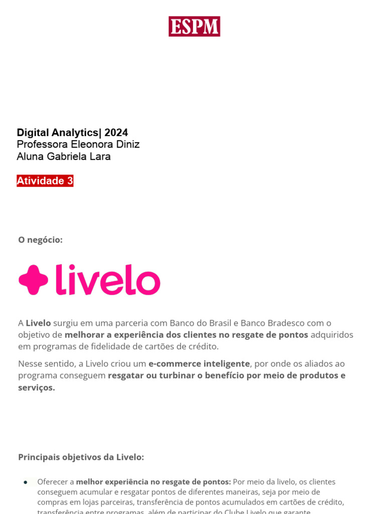 Atividade3 - Gabriela Lara - DigitalAnalytics | PDF | Programa de fidelidade | Economias
