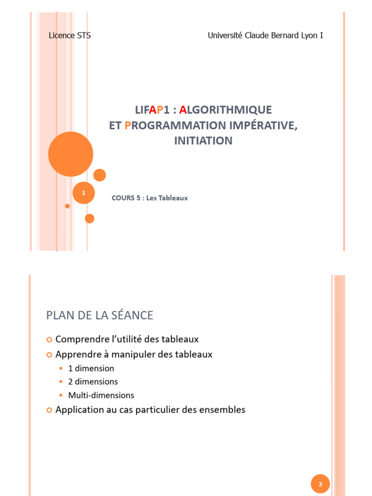 Introduction aux Tableaux en Programmation | PDF | Entier naturel ...