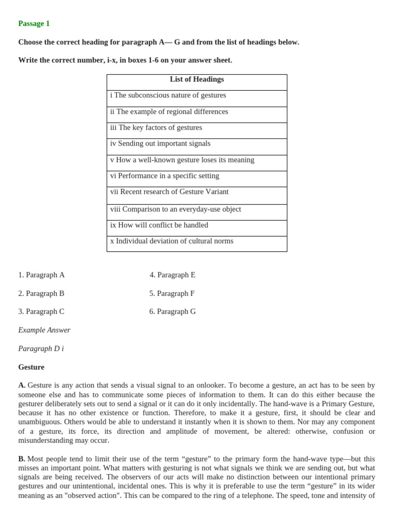Passage 1 | PDF | Gesture