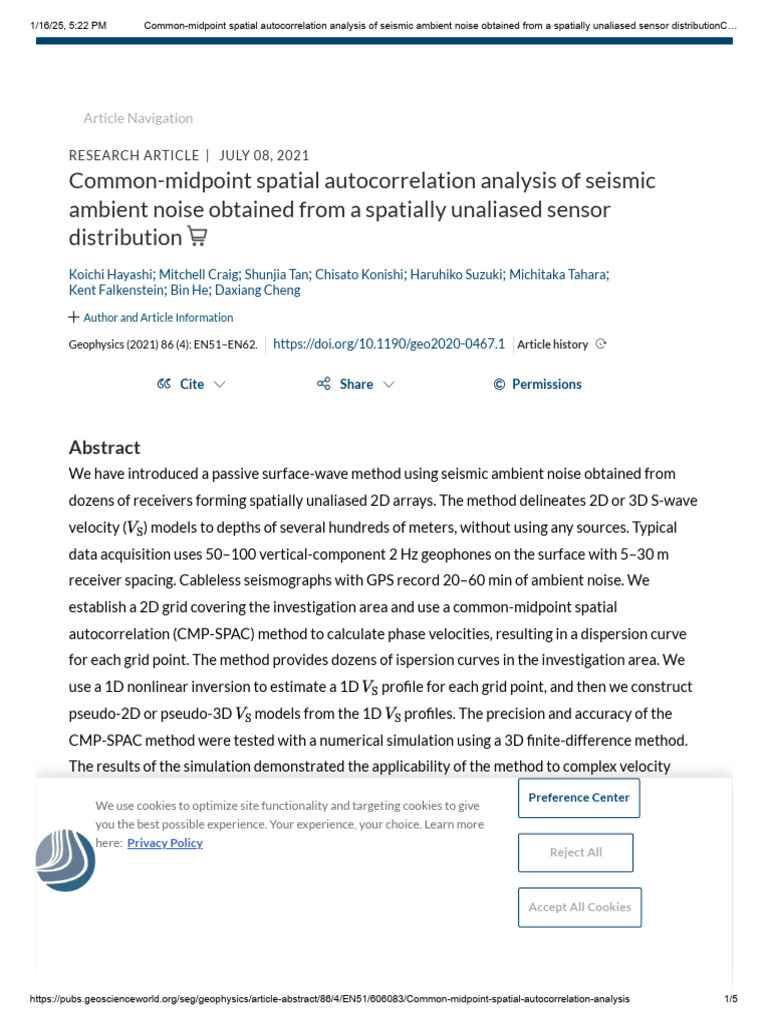 Common-midpoint Spatial Autocorrelation Analysis of Seismic Ambient ...