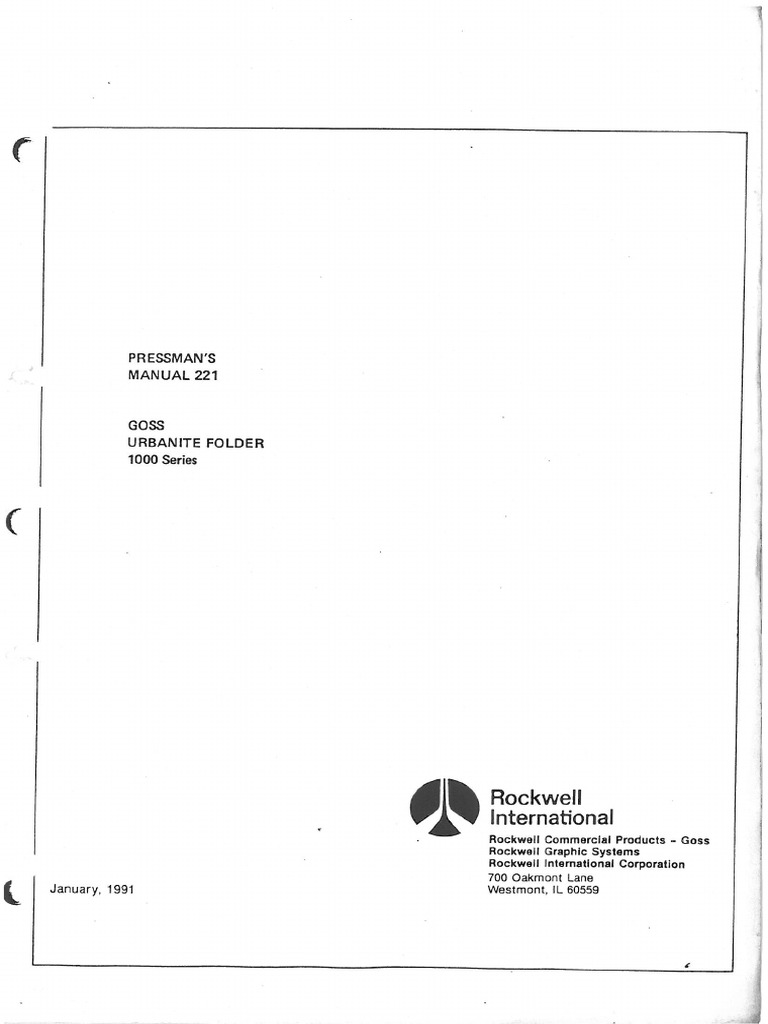 Pressman Manual 221 Goss Urbanite Folder 1000 Series | PDF