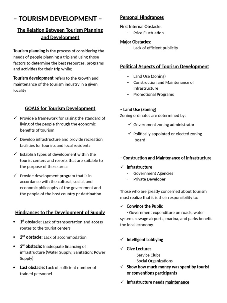 Tourism Development 1 Pdf Tourism Infrastructure