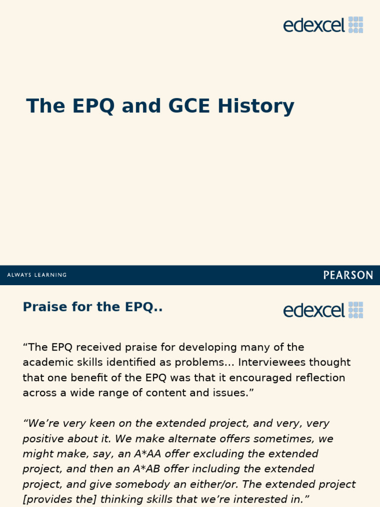EPQ Linked With GCE History | PDF | Evaluation | Thought