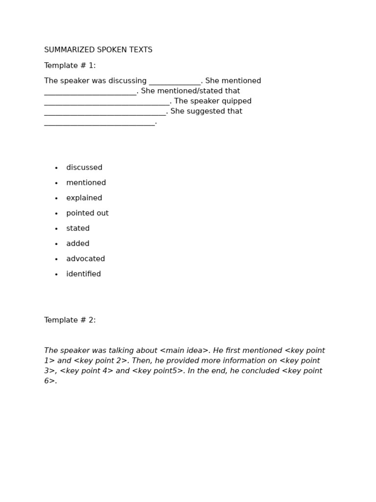 Summarized Spoken Texts | PDF