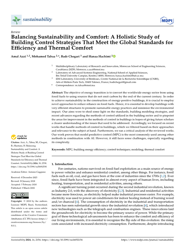 Balancing Sustainability and Comfort-A Holistic Study of Building ...