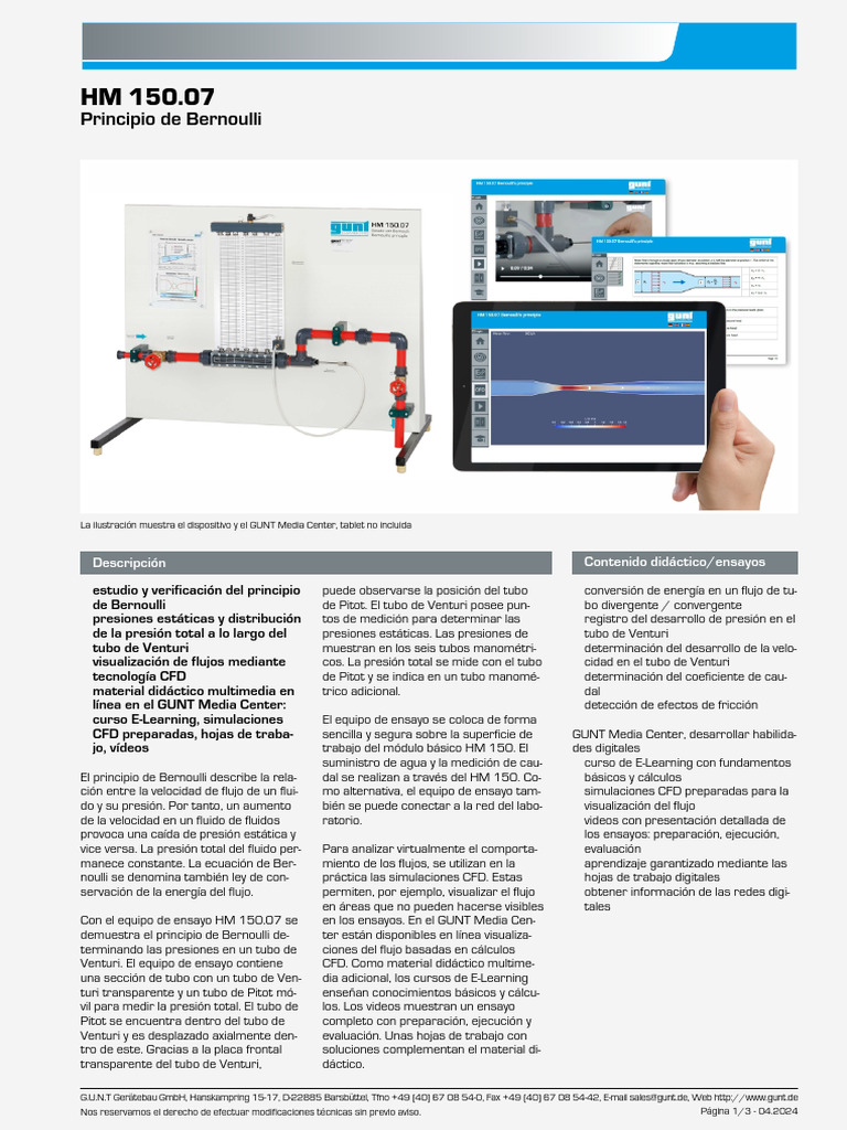 HM-150.07-Principio-de-Bernoulli-gunt-554-pdf_1_es-ES | PDF | Ingeniería mecánica | Dinámica ...