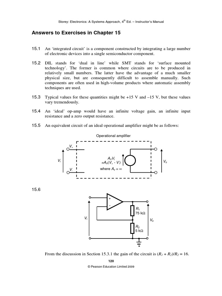 Operational Amplifier Exercises Solutions | PDF | Operational Amplifier | Amplifier