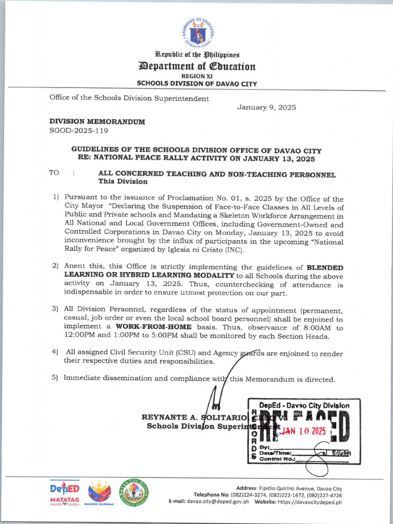 SGOD 2025 DM No. 019 GUIDELINES OF THE SCHOOLS DIVISION OFFICE OF DAVAO ...