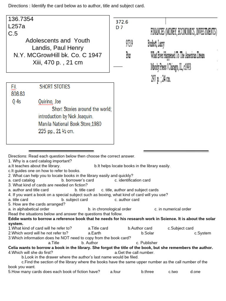 Understanding Library Card Catalogs | PDF