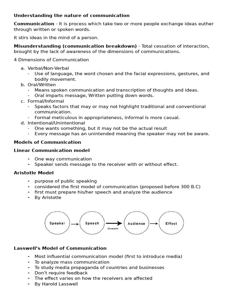 Key Dimensions and Models of Communication | PDF