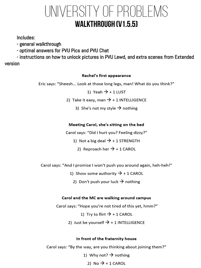 University of Problems Walkthrough Guide | PDF