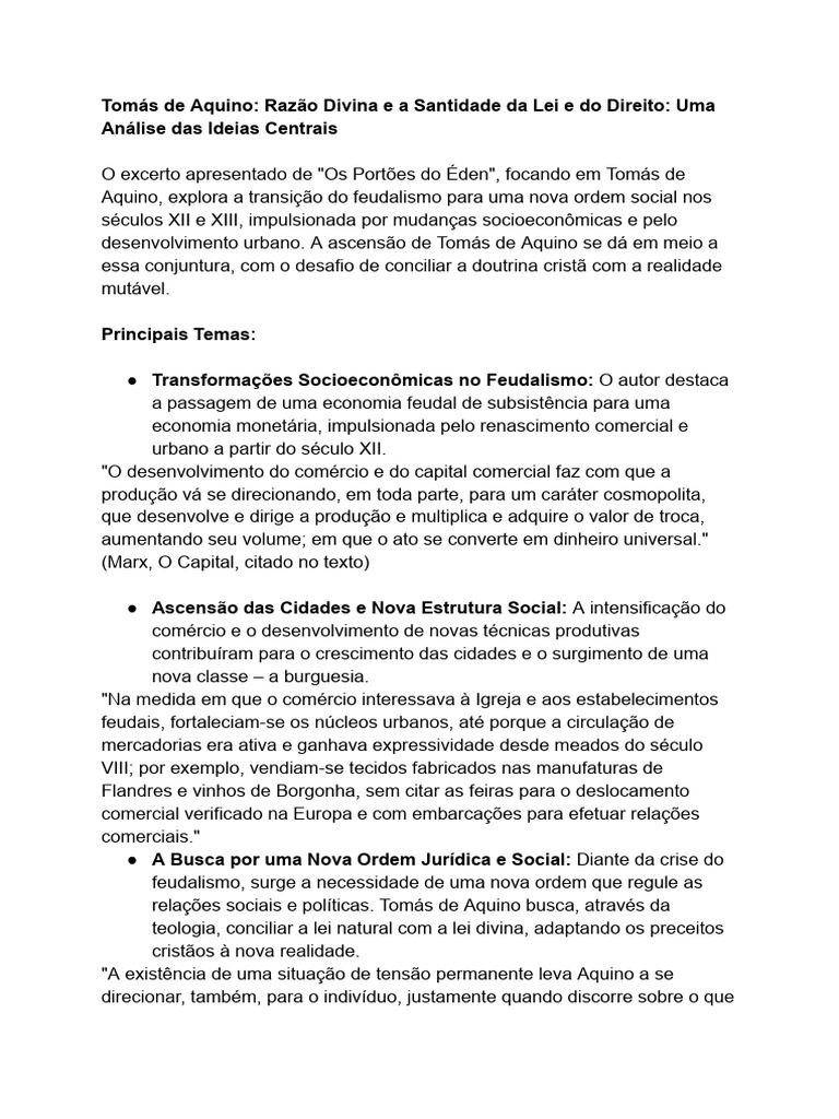 Tomás de Aquino: Razão e Lei Divina | PDF | Tomás de Aquino | Lei Natural