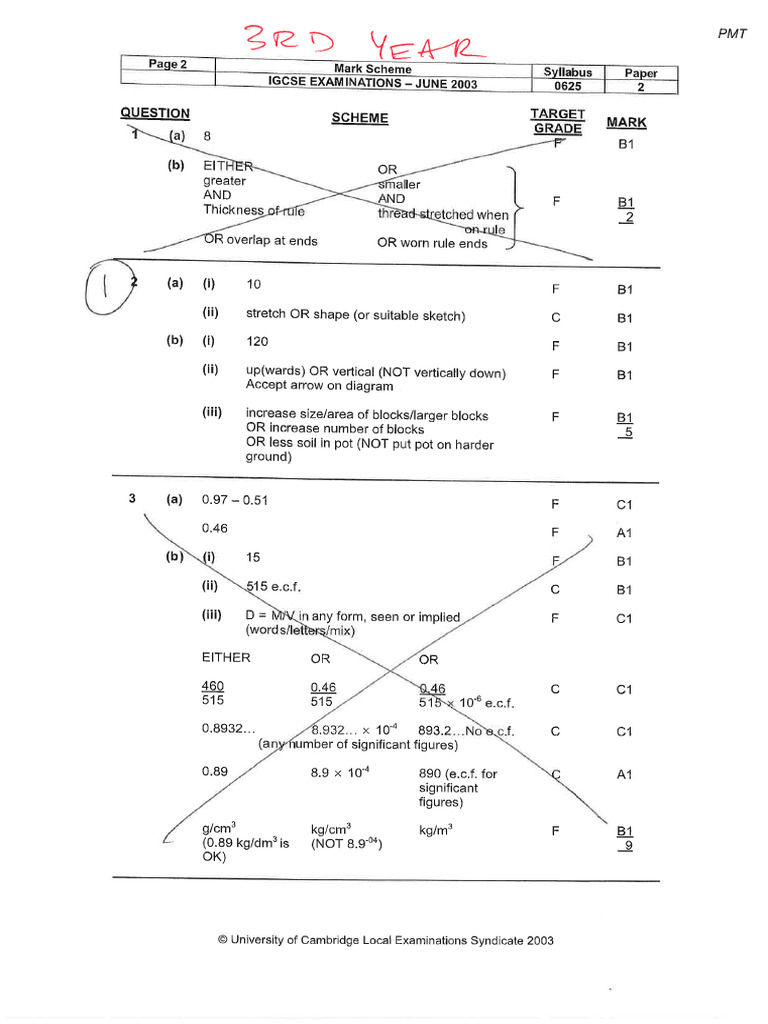 Physics PPQ 1 Answers | PDF