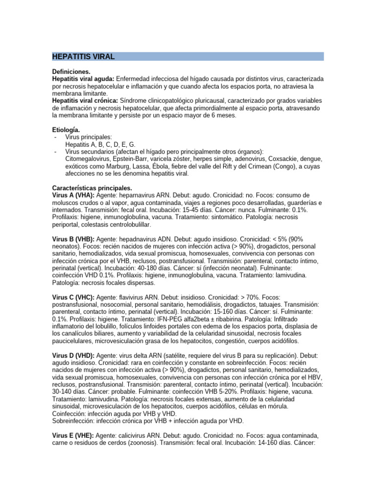 Hepatitis Viral | PDF | Hepatitis | Especialidades Medicas