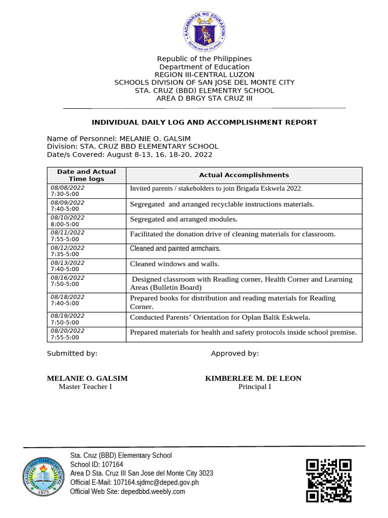 ACCOMPLISHMENT REPORT Galsim Brigada Eskwela - Edited | PDF | Learning