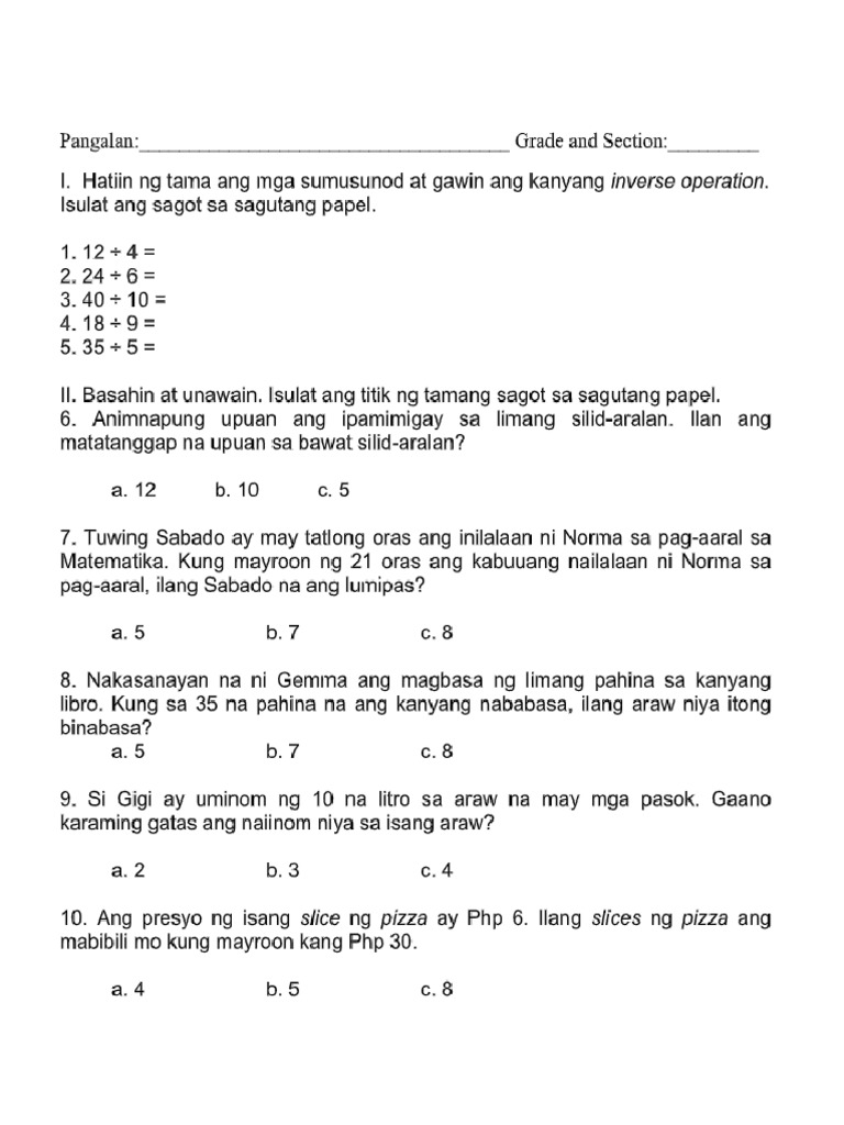 Math Summative g2 | PDF