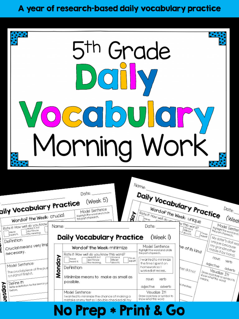 5 TH Grade Academic Vocabulary Daily Activitiestoboostacademiclanguage ...