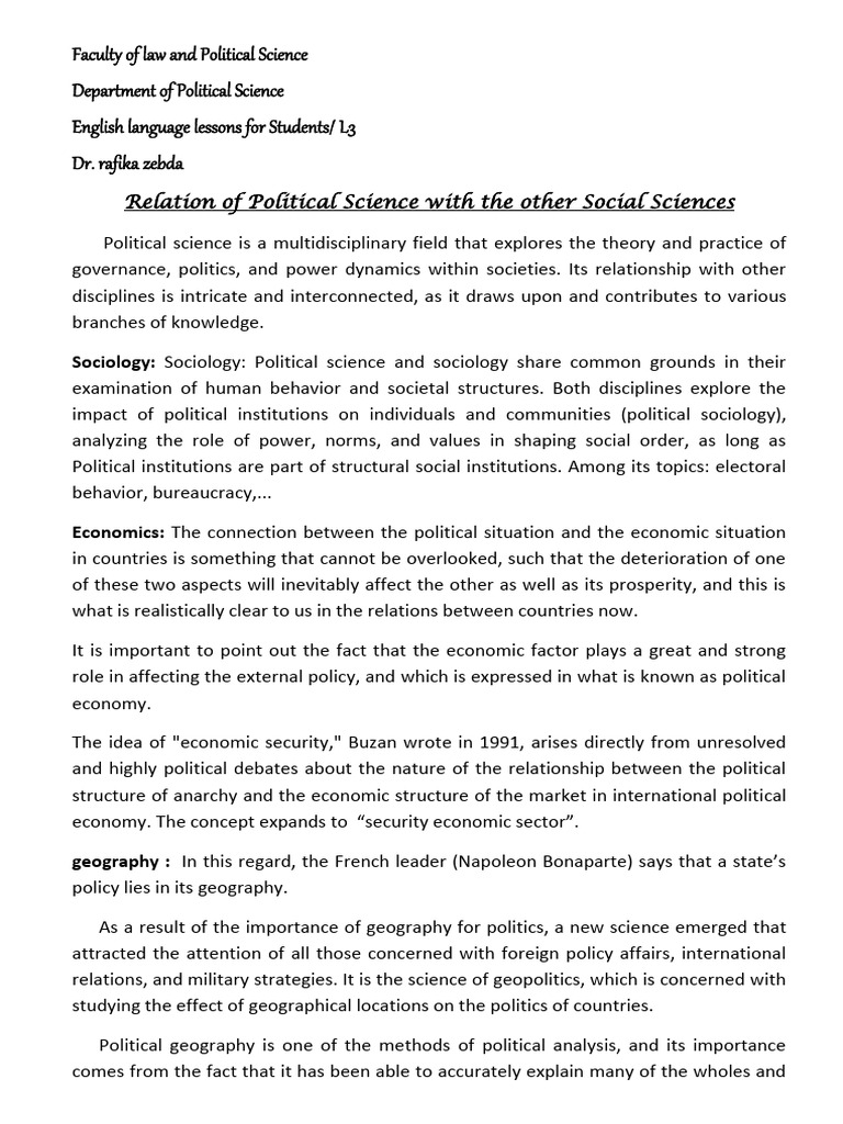 Interdisciplinary Links in Political Science | PDF | Political Science ...