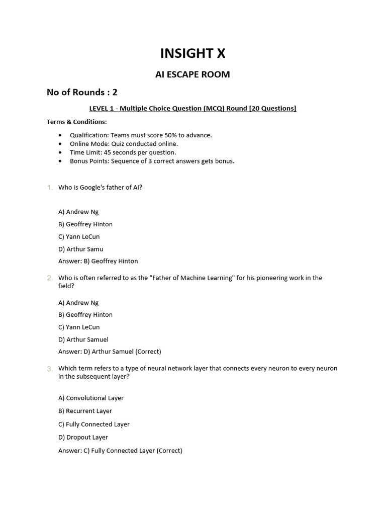 AI Escape Room Challenge Overview | PDF | Artificial Neural Network ...